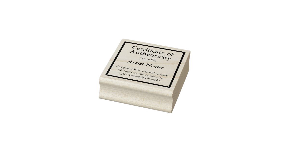 Customisable Square Certificate of Authenticity Rubber Stamp | Zazzle