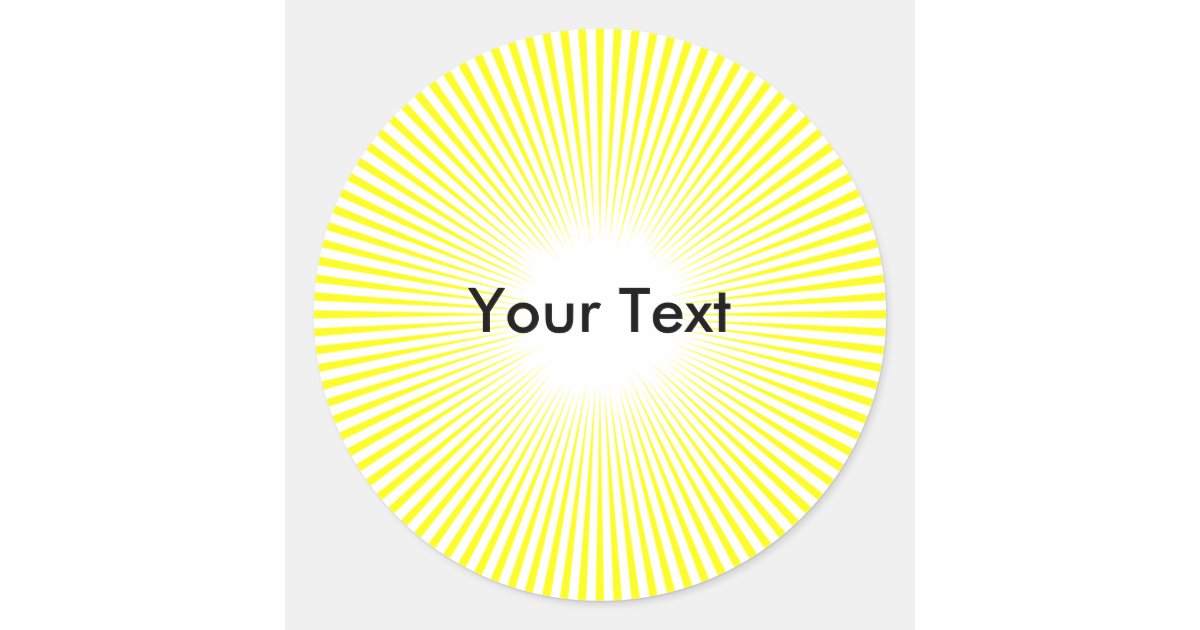 Customise Circle Sun Rays Yellow Sticker | Zazzle