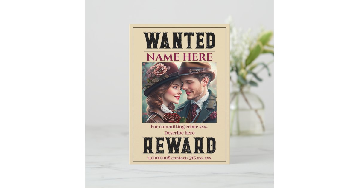 Customise wanted poster sign creator invitation | Zazzle