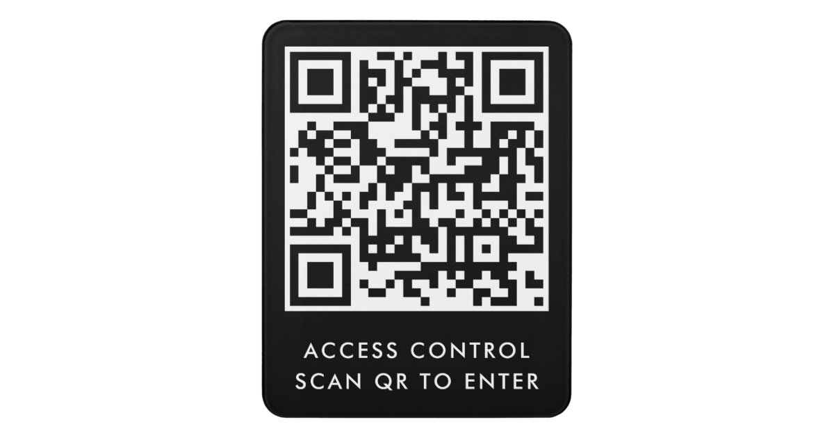 Customised Door Lock QR Code Scan to Enter Black Door Sign | Zazzle