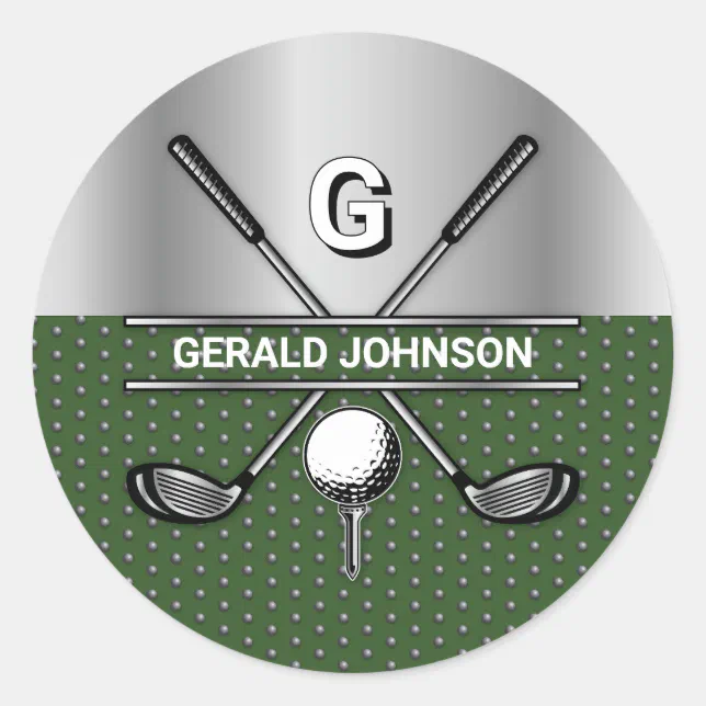 Customised Elegant Golf Monogram Logo Classic Round Sticker | Zazzle