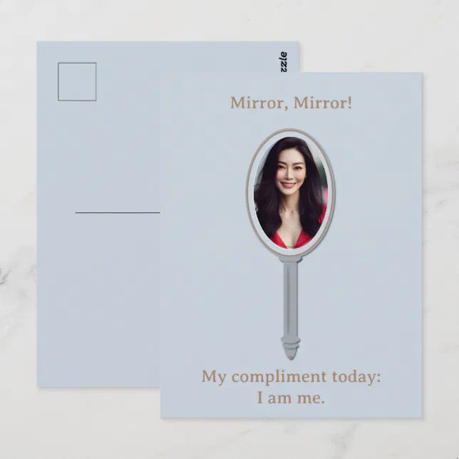 Customised Elegant Inspirational Photo Hand Mirror Postcard | Zazzle