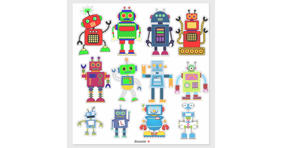 Cut Vinyl Stickers - Robots | Zazzle