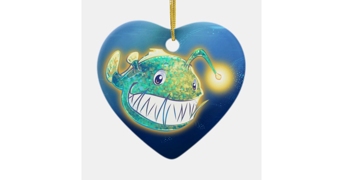 Cute Angler Fish Ceramic Tree Decoration | Zazzle