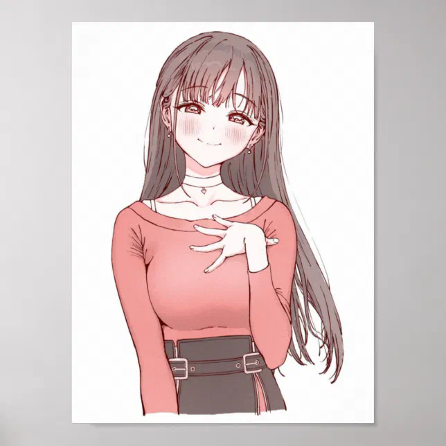 Cute anime girl poster | Zazzle