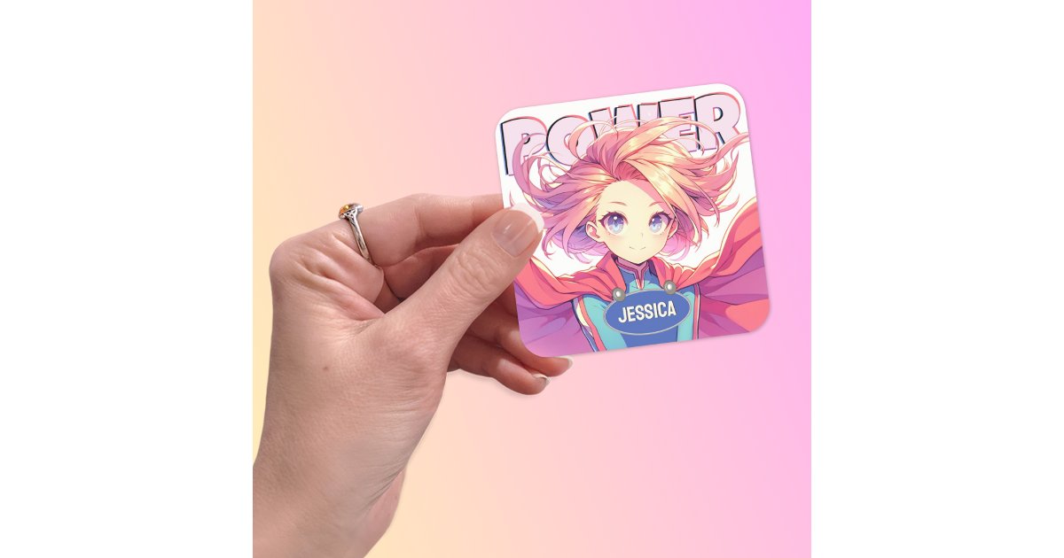 Cute Anime Square Sticker | Zazzle