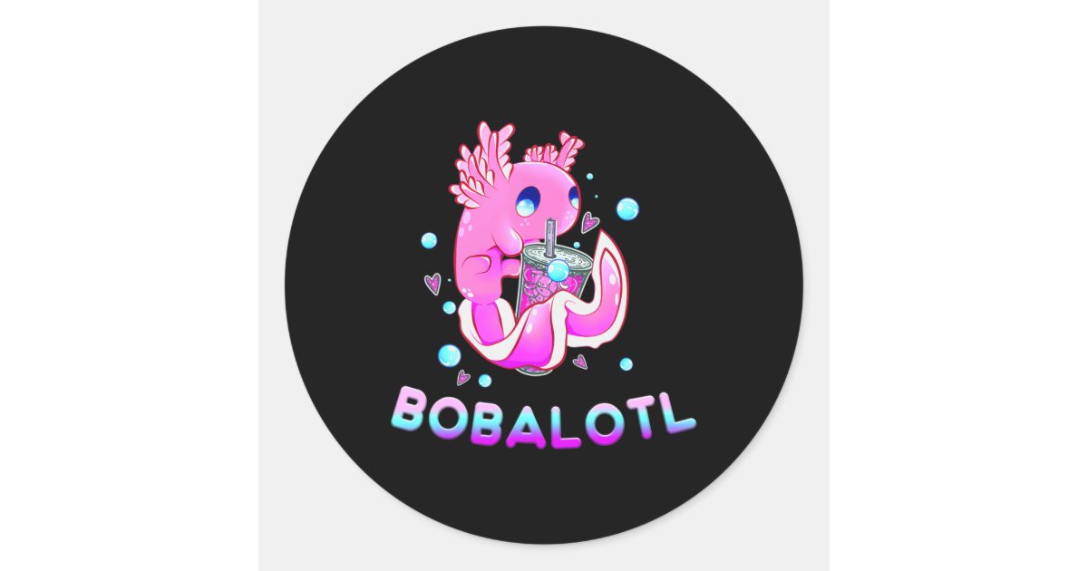 Cute Axolotl Lover Bobalotl Boba Kawaii Anime Japa Classic Round ...
