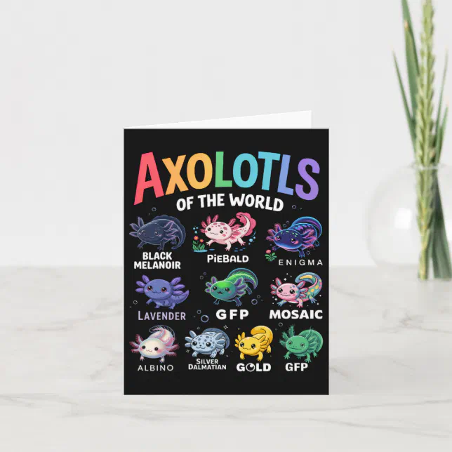 Cute Axolotls Of The World Kawaii Axolotl Cute Art Card | Zazzle
