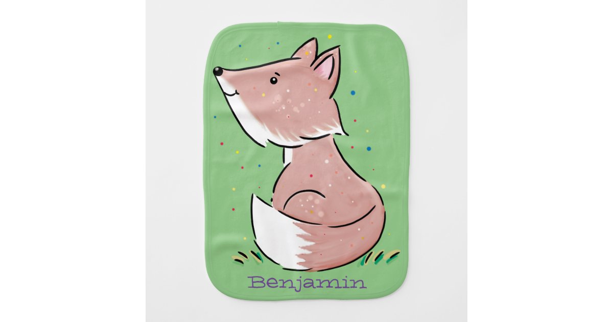 Cute baby fox cartoon illustration burp cloth | Zazzle