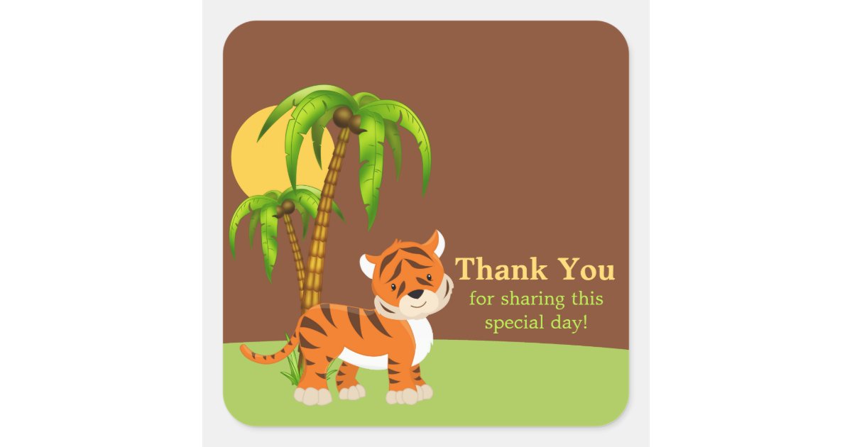 Cute Baby Tiger Thank You Sticker | Zazzle