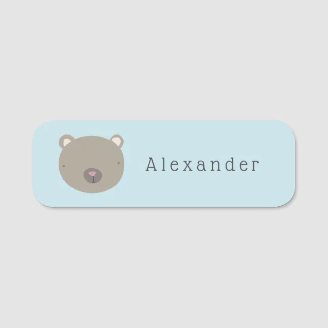 Cute Bear Custom Student Name Tag | Zazzle