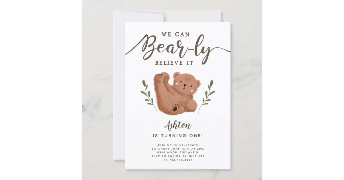 Cute Bear Theme Boy's Birthday Party Invitation | Zazzle
