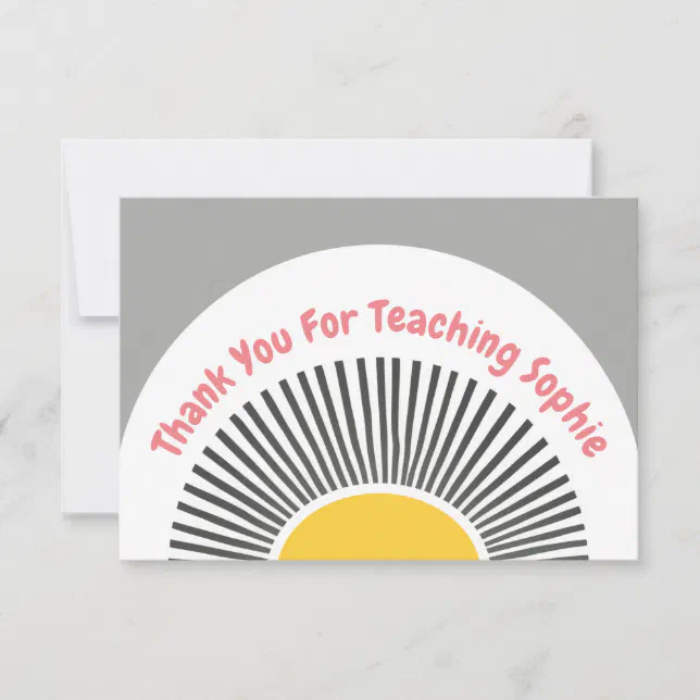 Cute Boho Sun Teacher Appreciation Thank You Card | Zazzle