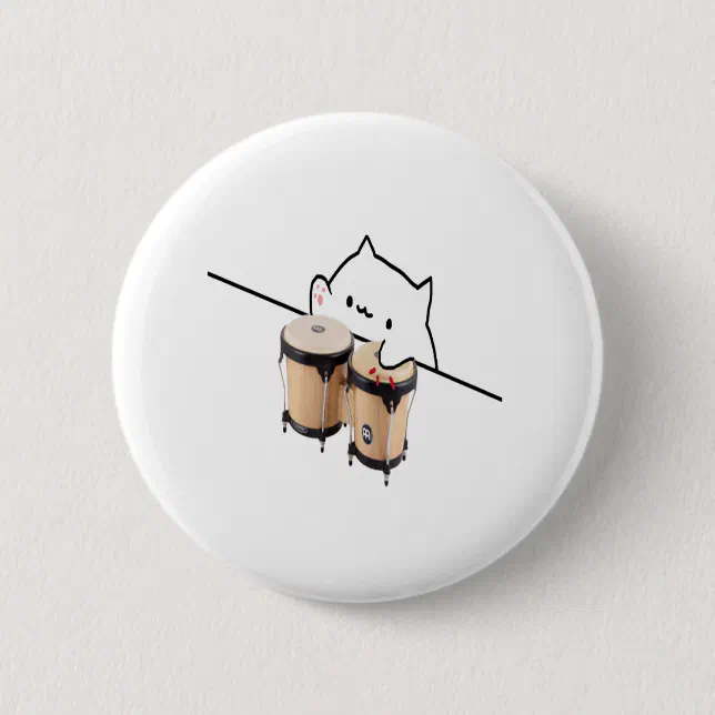 Cute Bongo Cat meme 6 Cm Round Badge | Zazzle