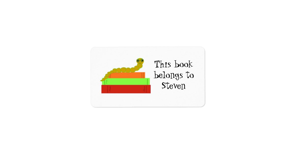 Cute Bookworm Bookplate Label | Zazzle