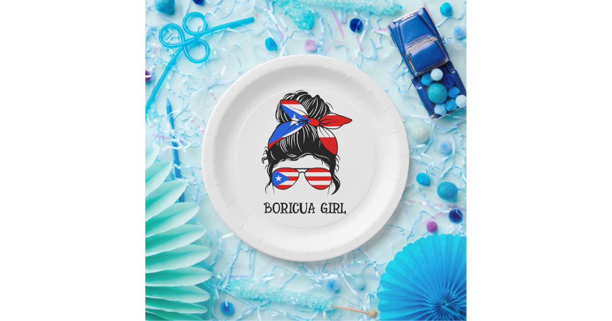 Cute Boricua Girl Puerto Rico Flag Paper Plate | Zazzle