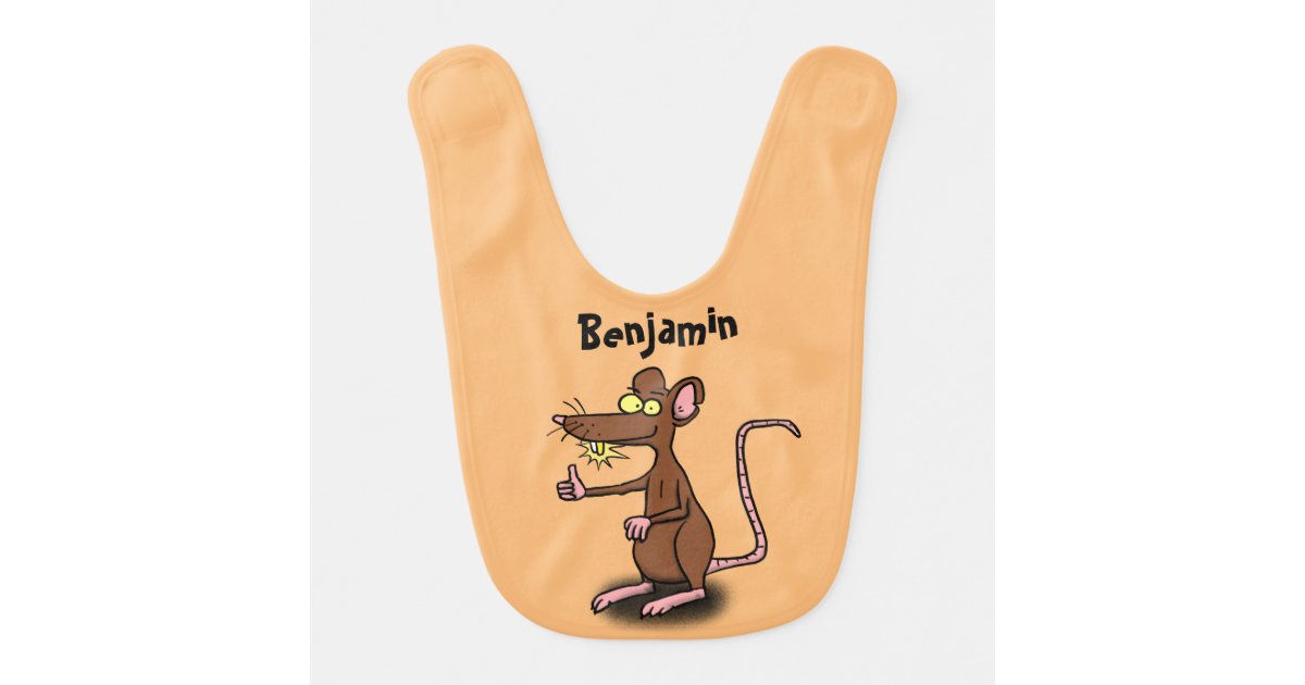 Cute brown rat thumbs up cartoon bib | Zazzle