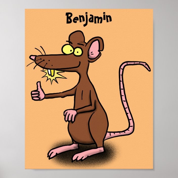 Cute brown rat thumbs up cartoon poster | Zazzle.co.uk