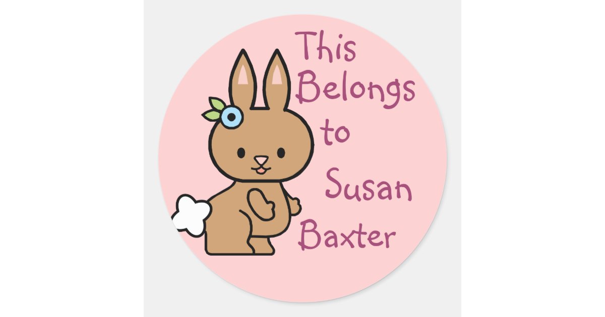 Cute Bunny Name Tag Stickers | Zazzle