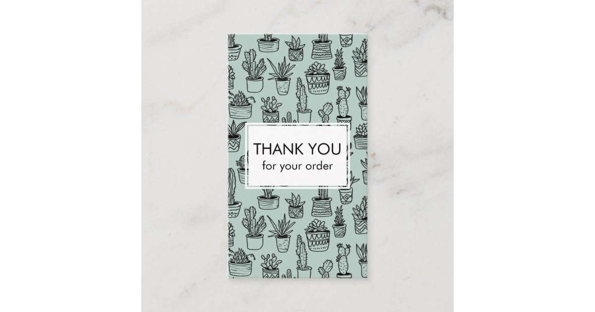 Cute Cacti & Succulents QR Code Order Thank You Business Card | Zazzle