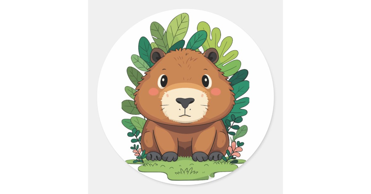 Cute capybara classic round sticker | Zazzle