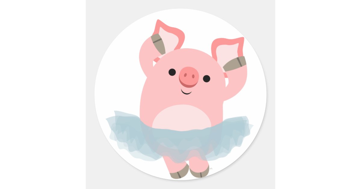 Cute Cartoon Ballerina Pig Sticker | Zazzle