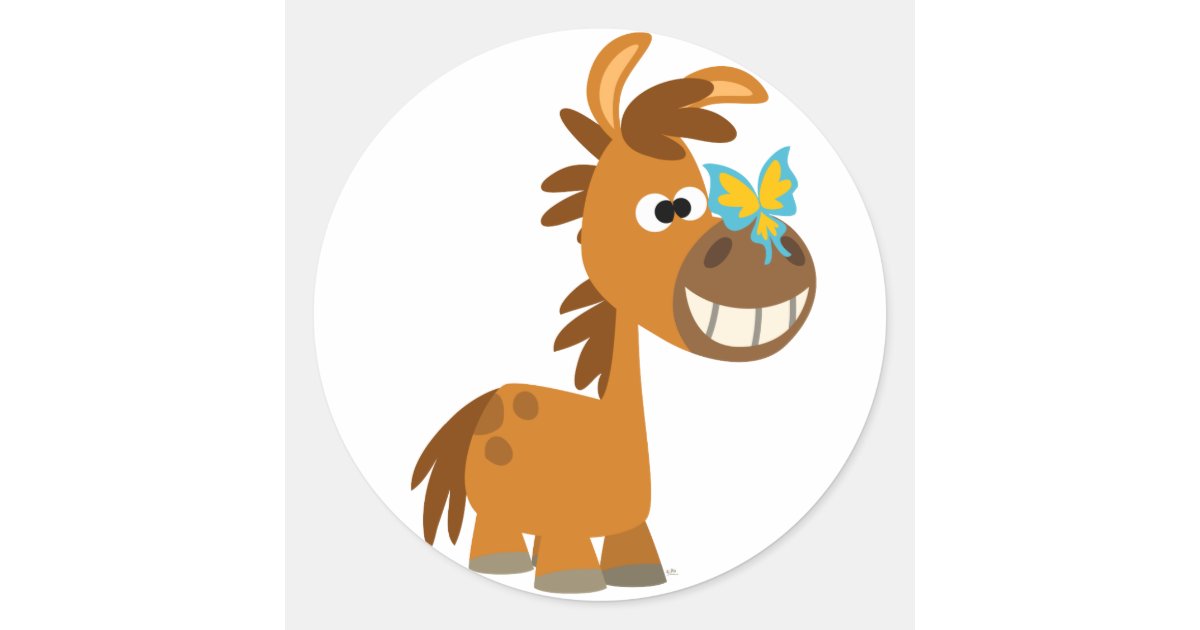 Cute Cartoon Butterfly Pony Sticker | Zazzle
