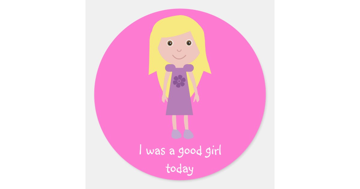 Cute Cartoon Character Good Girl Pink Stickers | Zazzle