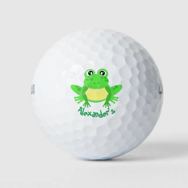 Cute Cartoon Green Kawaii Frog Golf Balls | Zazzle