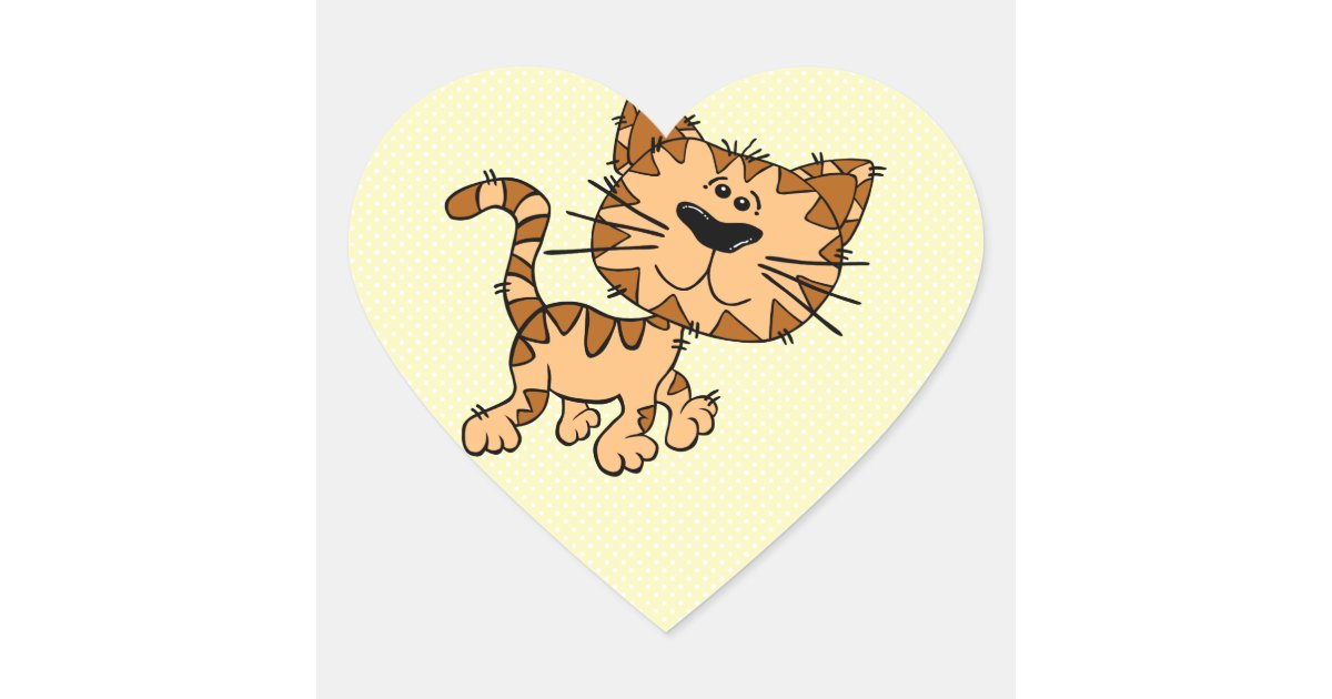 Cute Cartoon Kitty Cat Heart Sticker | Zazzle