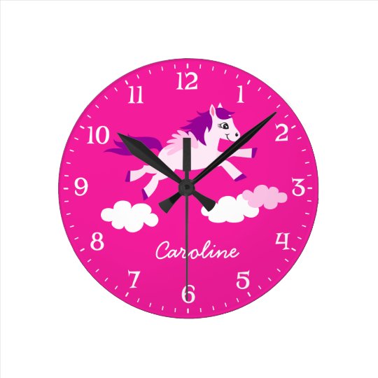 Kids ladybug & flower cute purple girls wall clock | Zazzle.co.uk
