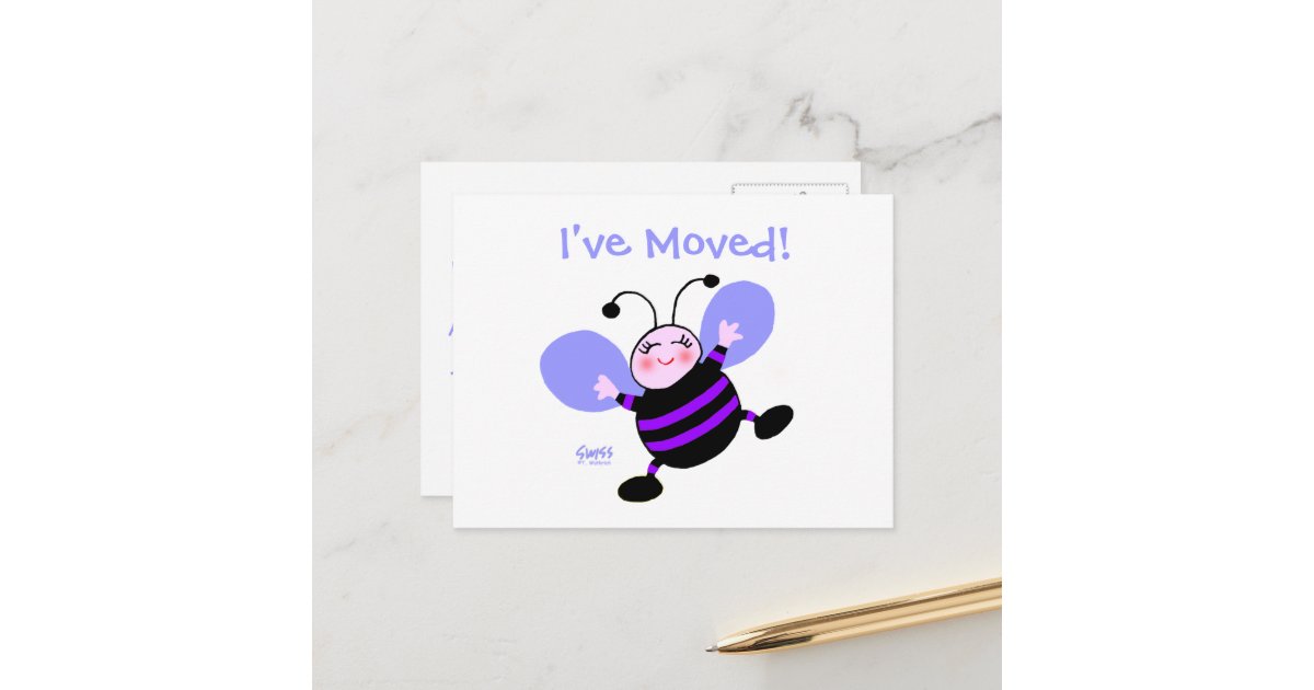 Cute Cartoon Woman's Change of Address Postcard | Zazzle