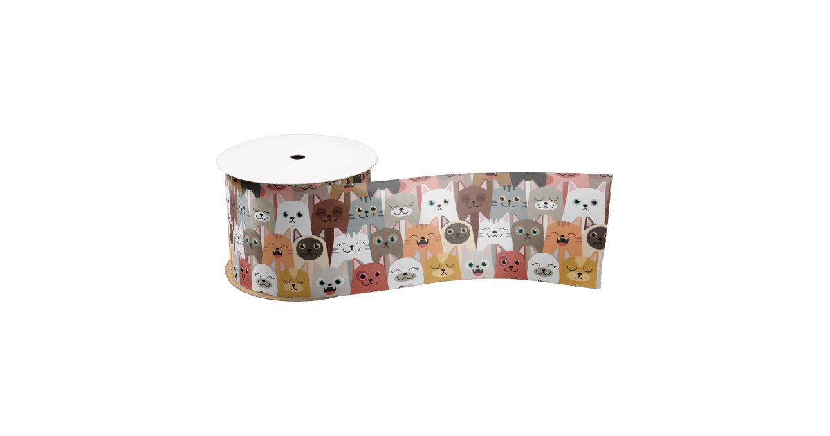Cute Cats Ribbon Satin Ribbon | Zazzle