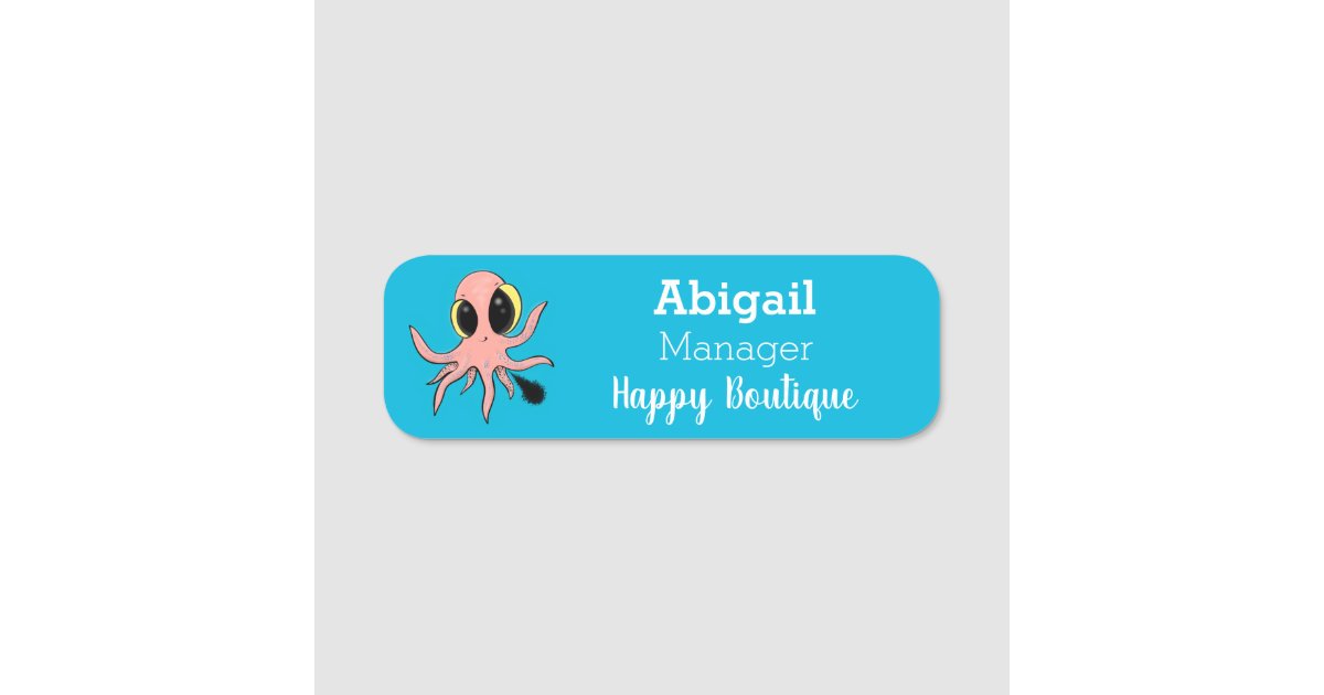 Cute, cheeky baby octopus cartoon name tag | Zazzle