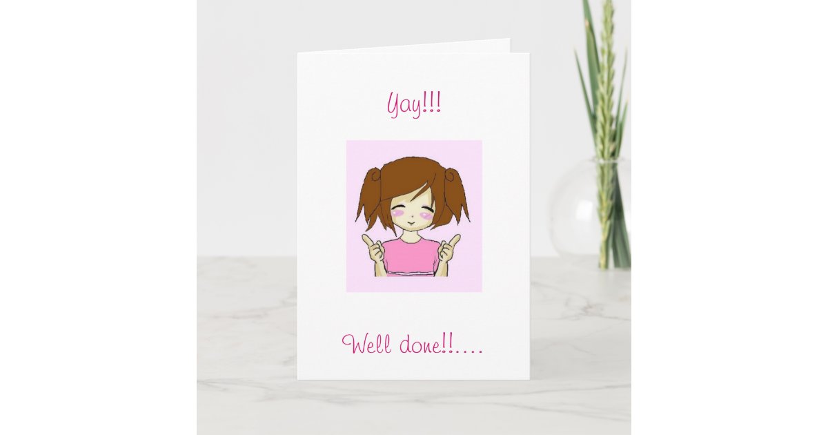 Cute chibi well done congratulations card kawaii | Zazzle