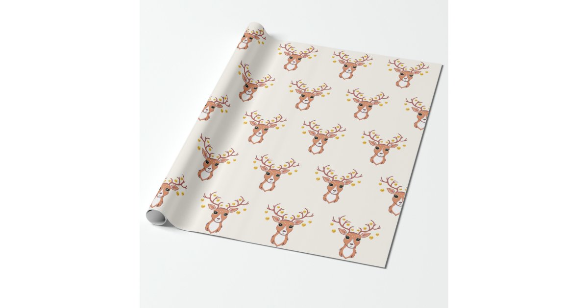 Cute Christmas Deer Wrapping Paper | Zazzle