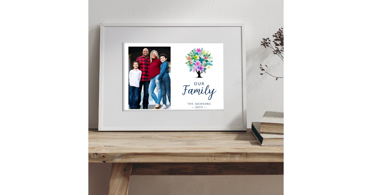 Cute Colorful Floral Family Tree Poster | Zazzle