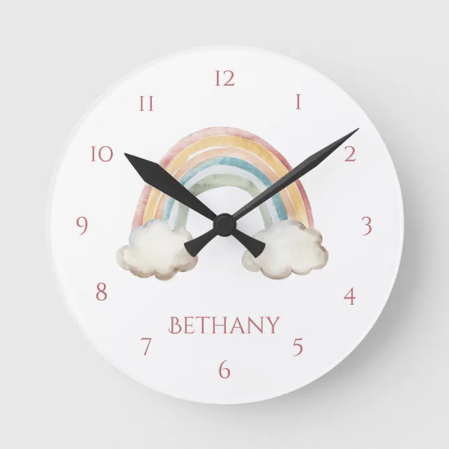 Cute Colourful Rainbow Child's Wall Clock | Zazzle