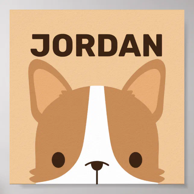Cute Corgi Dog with Personalised Name Poster | Zazzle