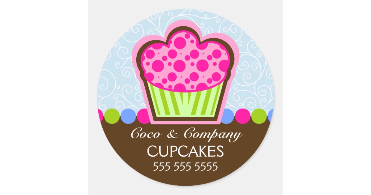 Cute Cupcake Bakery Box Seals | Zazzle