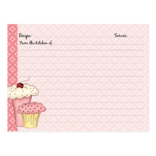 Cute Cupcake Recipe Cards | Zazzle