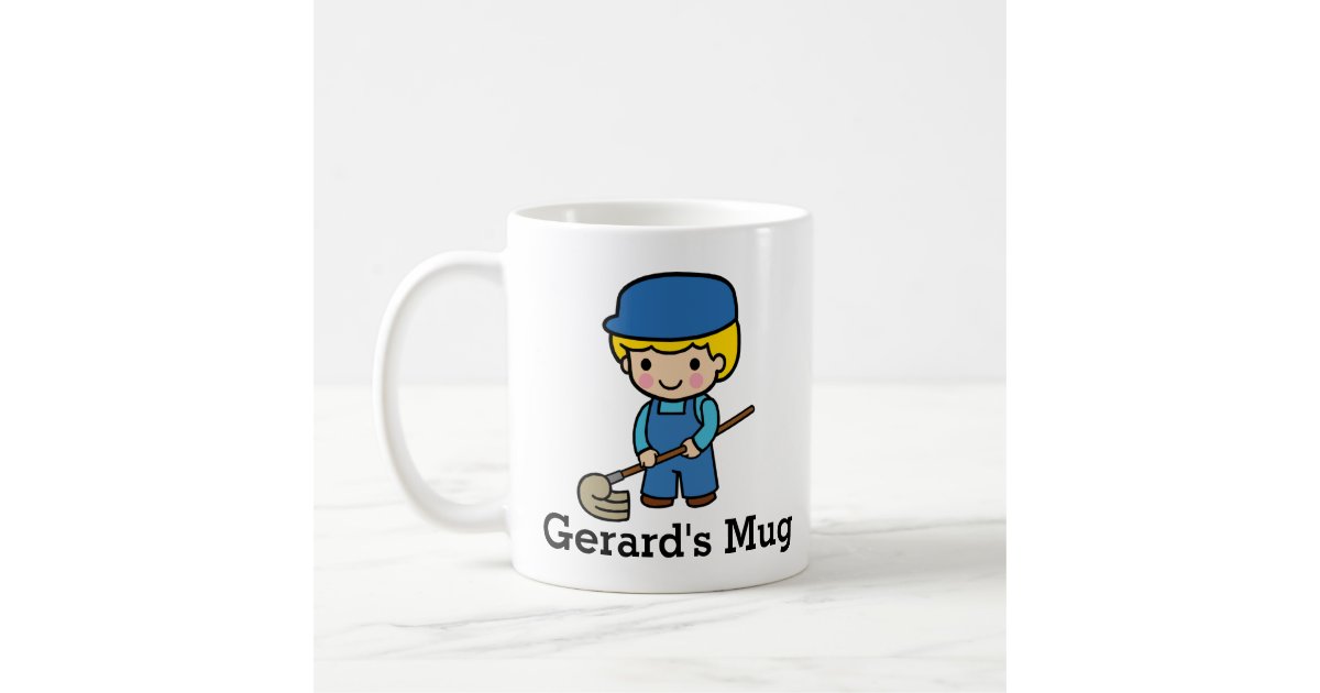 Cute Custodian with Mop Coffee Mug | Zazzle