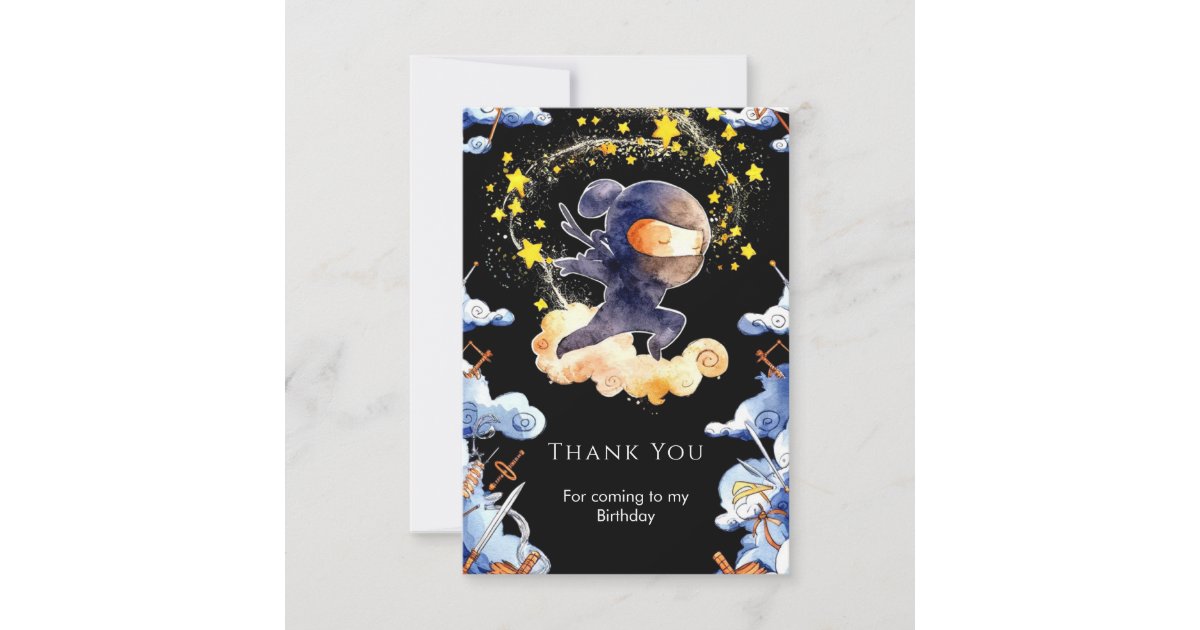 Cute Custom Ninja Birthday Thank You Card | Zazzle