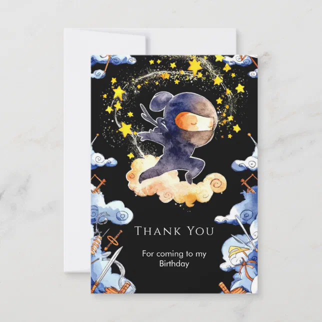 Cute Custom Ninja Birthday Thank You Card | Zazzle