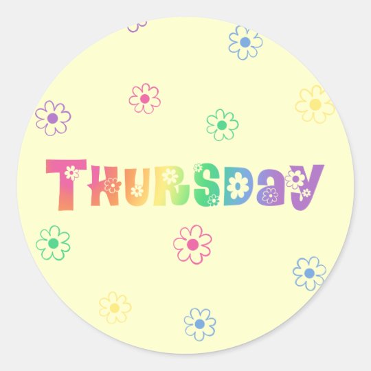 Cute Day Of The Week Thursday Classic Round Sticker | Zazzle.co.uk