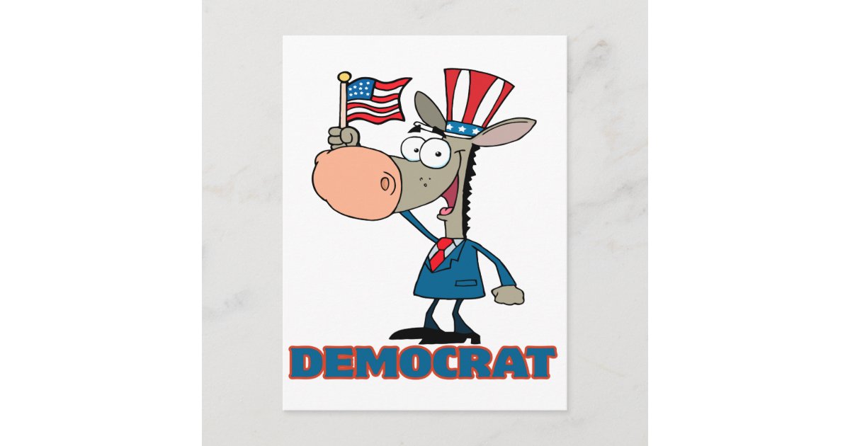 cute democratic donkey cartoon character postcard | Zazzle