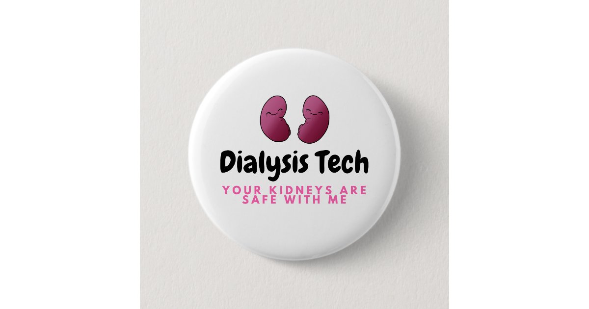 Cute Dialysis Tech Pink Kidneys Renal Button | Zazzle