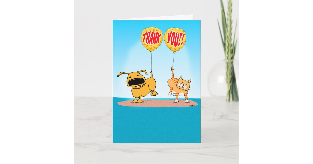 Cute Dog and Cat Thank You Card | Zazzle