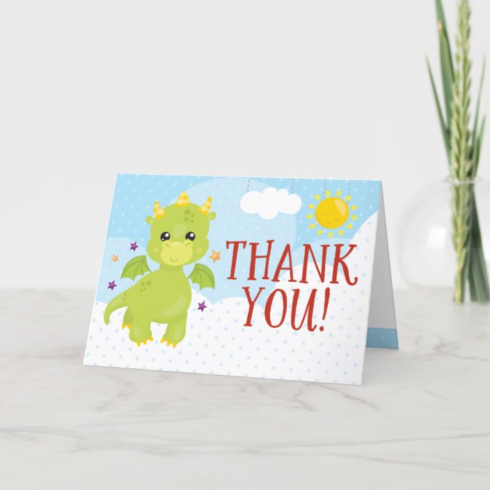 Cute Dragon thank you card | Zazzle.co.uk