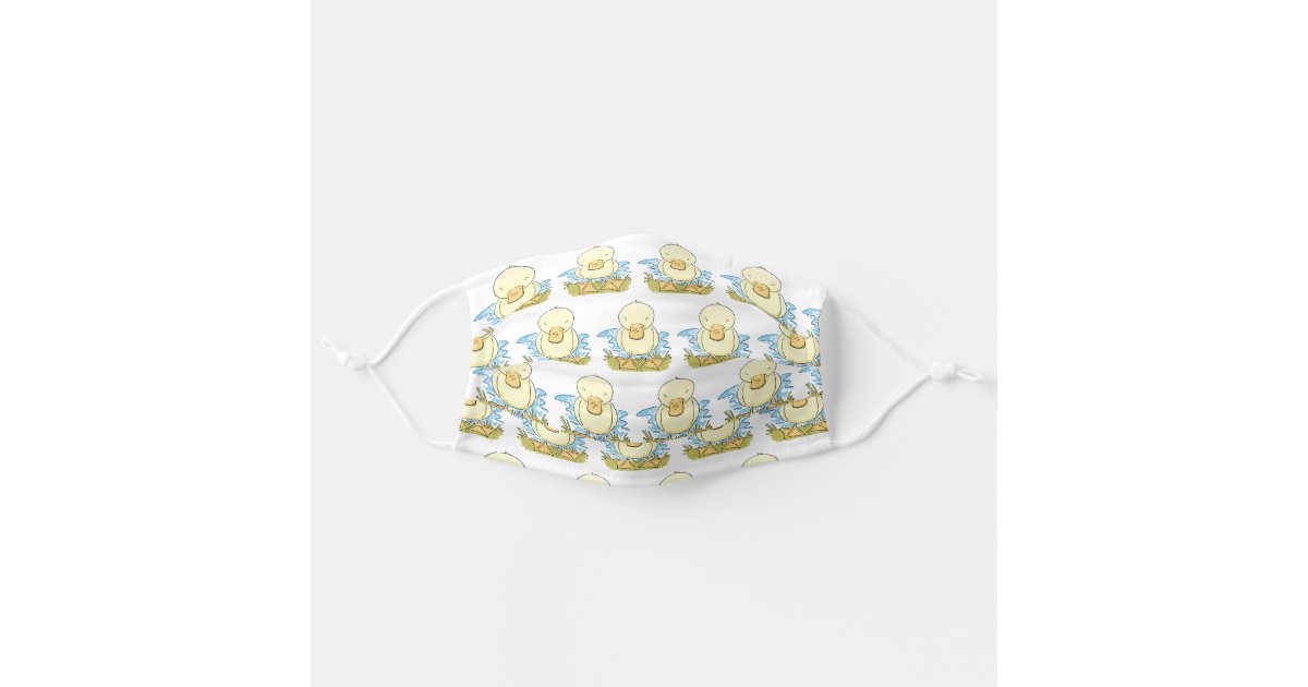 Cute duckling duck cartoon illustration pattern cloth face mask | Zazzle